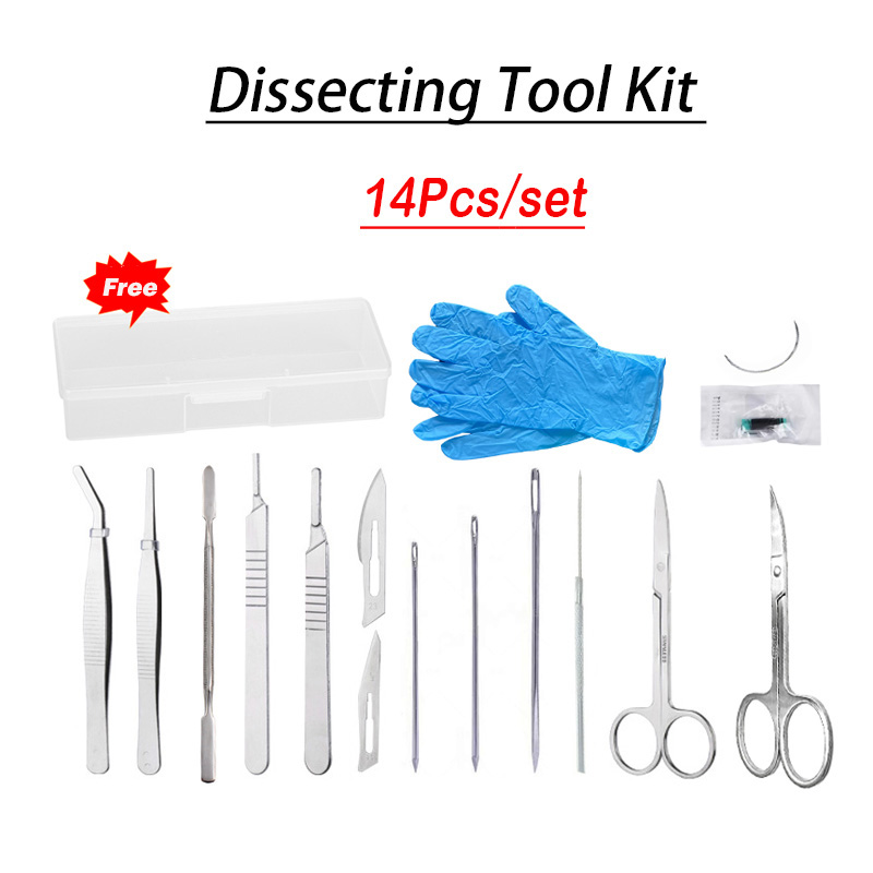4/7/14Pcs Veterinary Disecting tools kit Stainless microscope ...
