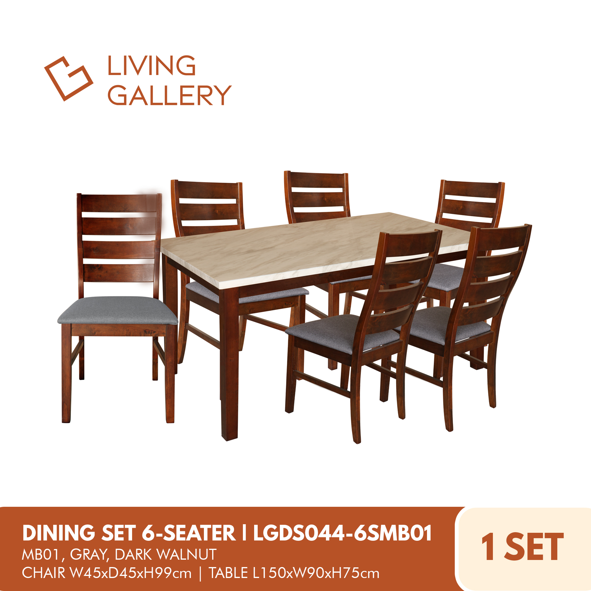 Living Gallery Dining Set 6-Seater Modern & Stylish Dining Table ...