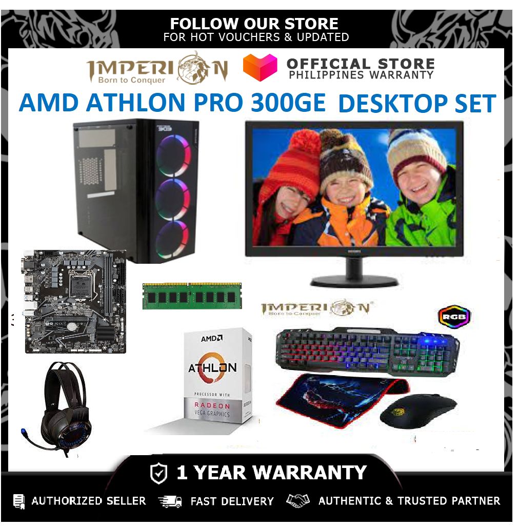 IMPERION BrandNew Computer Package Desktop AMD Athlon 300 PRO 300GE 2 ...