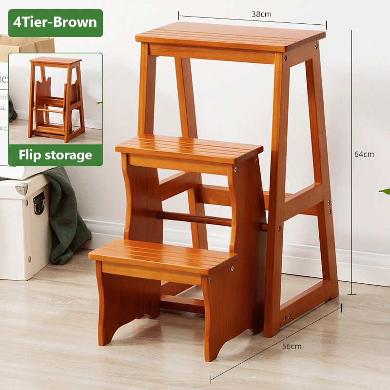 Bamboo Ladder Chair 4 Layers Solid Wood Ladder Domestic Folding Ladder ...