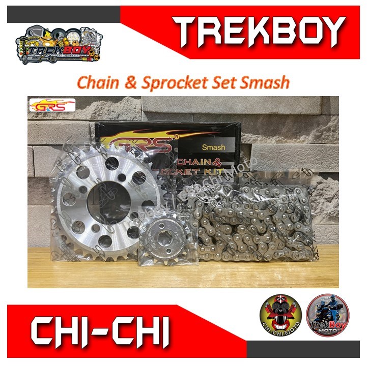 ORIGINAL GRS Chain and Sprocket Set for Smash [Made in Malaysia ...
