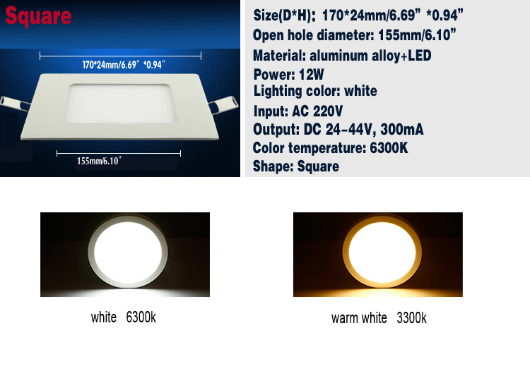 ADL Ultra Thin Panel Downlight Round / Square LED Ceiling Recessed ...