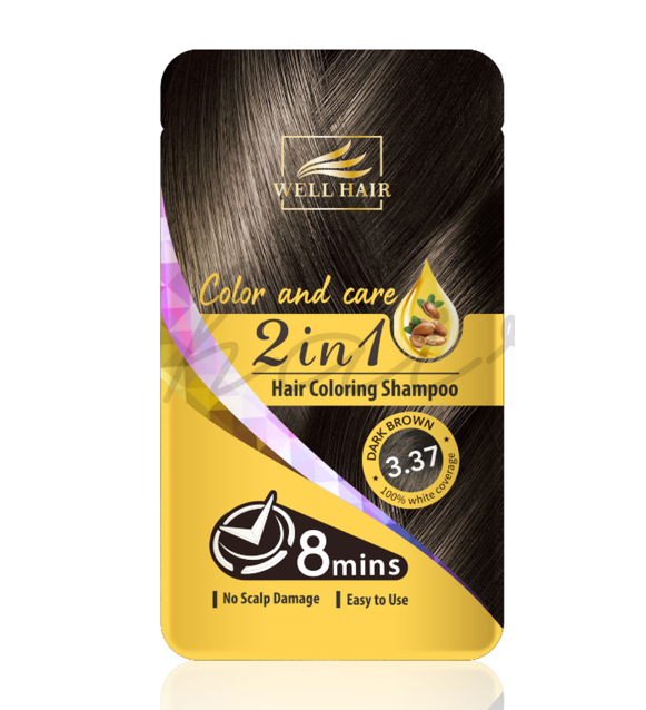 Well Hair Argan Hair Color Shampoo Natural Black or Dark Brown 100% ...
