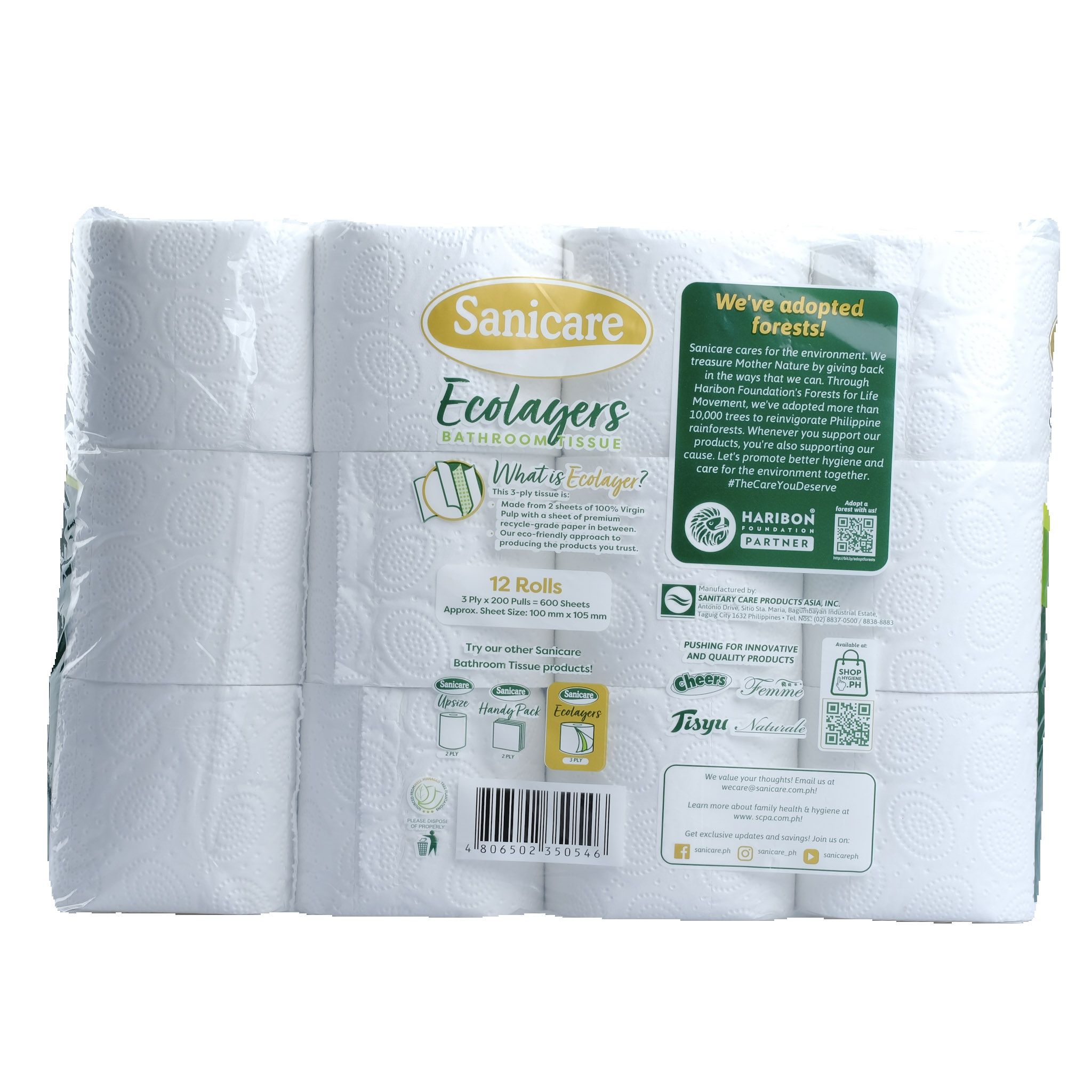 Sanicare Ecolayer Bathroom Tissue 3 ply - 12 rolls x 1 Pack | Lazada PH