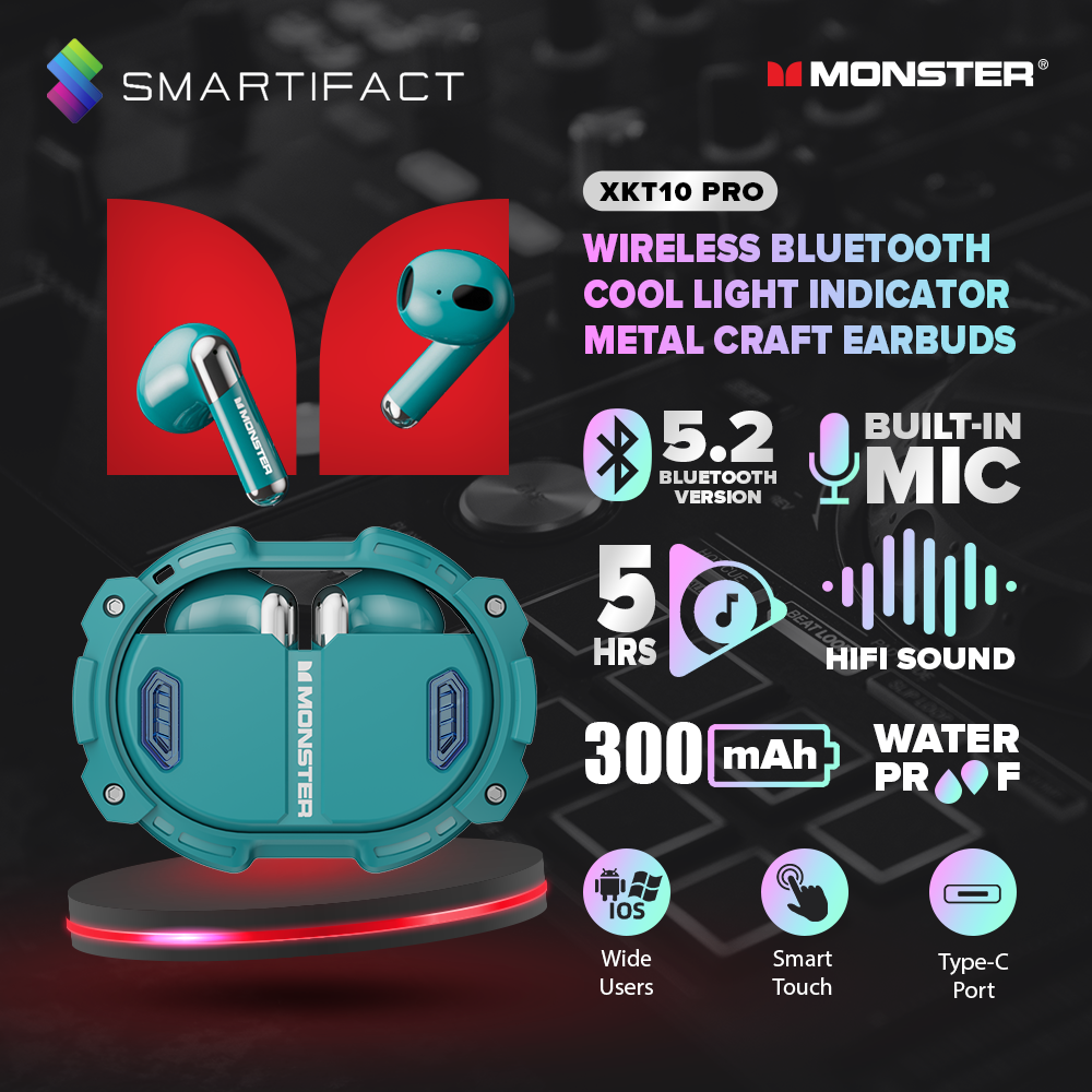 Monster XKT10 Pro Wireless Earbuds TWS Bluetooth Semi-in-ear Earphones ...