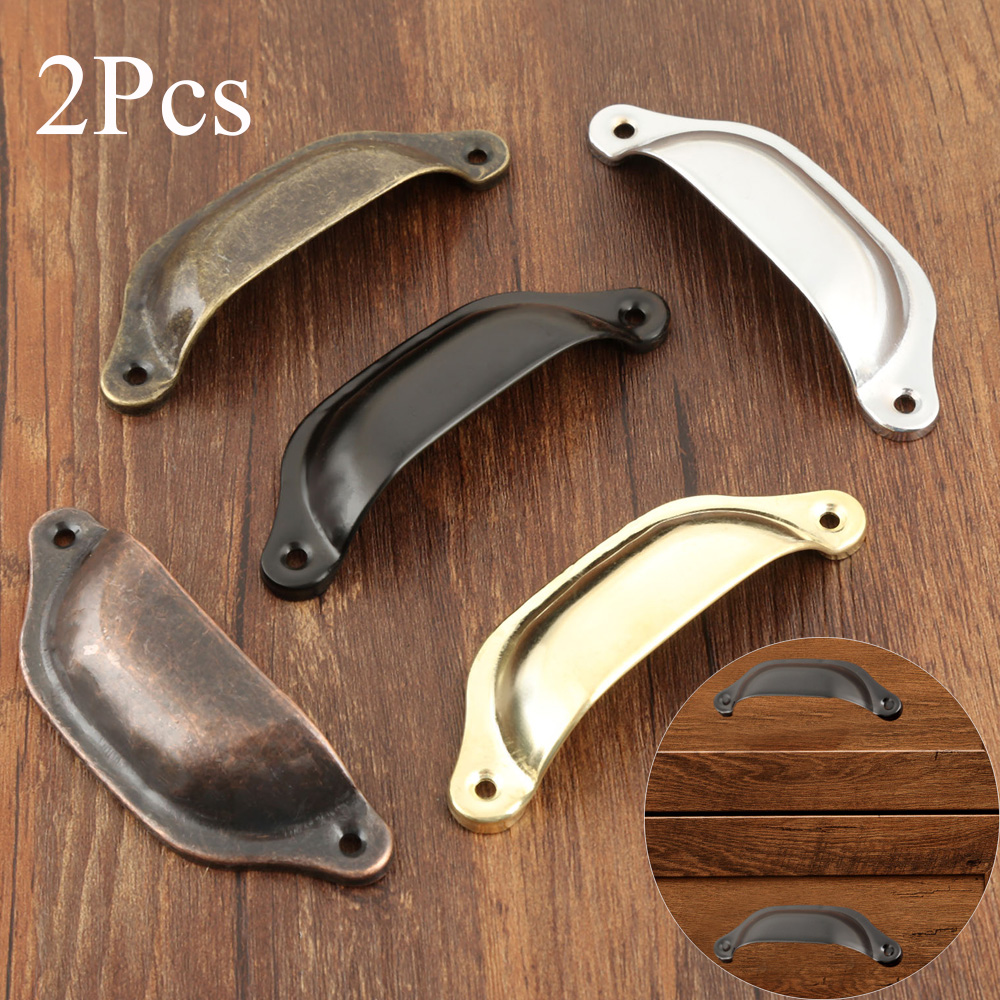 2PCS 98MM Retro Cabinet Pulls Antique Brass Shell Shape Drawer Door ...