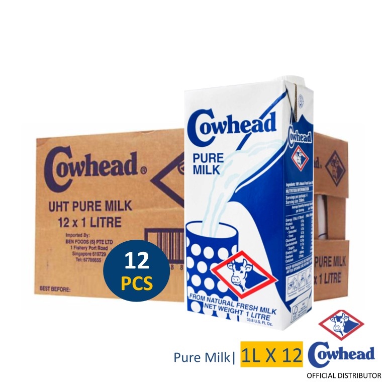 Cowhead Fresh Pure Milk 1L ( Case of 12) [Cowhead - Full Cream Bigger ...