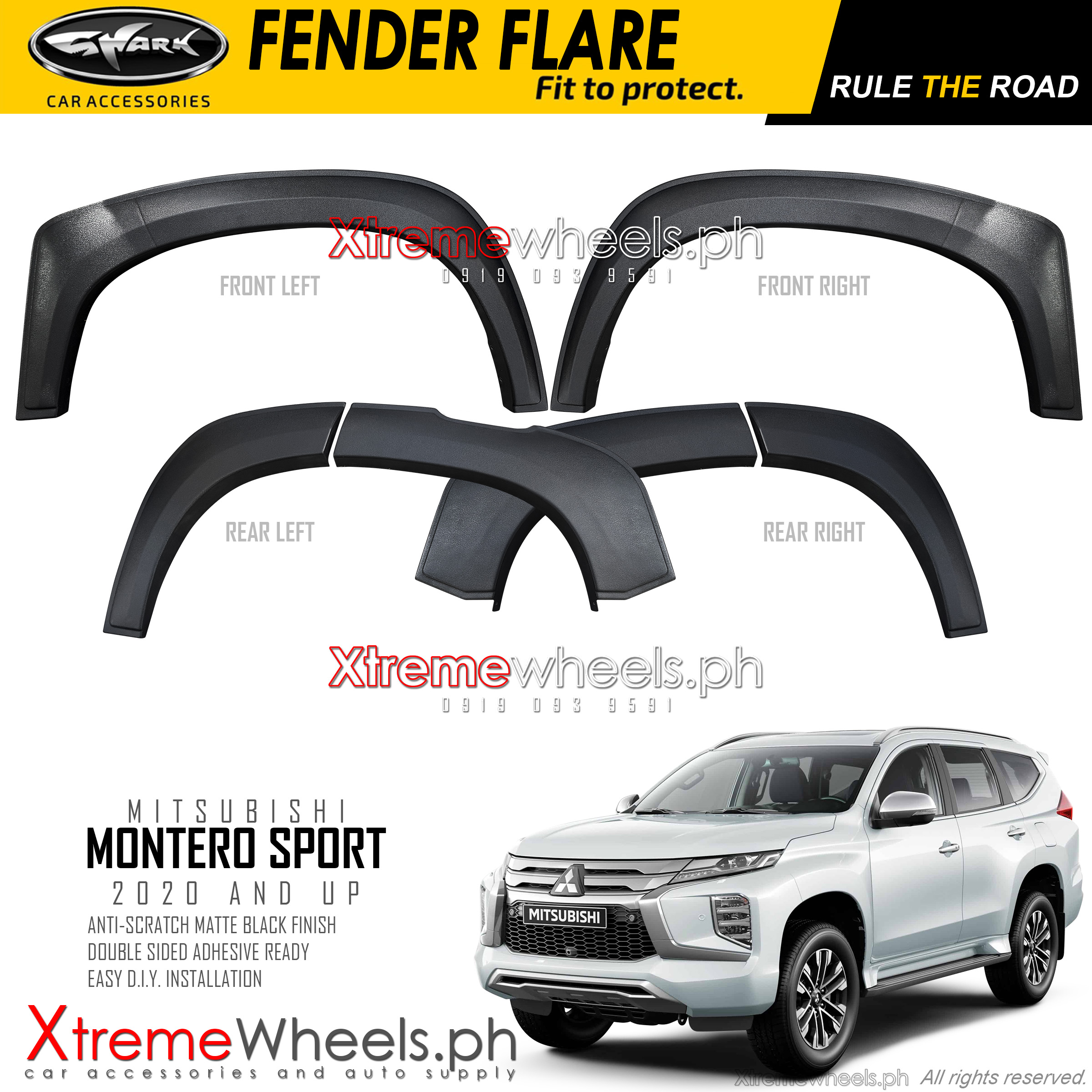 Mitsubishi Montero Sport 2020-2023 Shark Brand Slim Fender Flare Matte ...