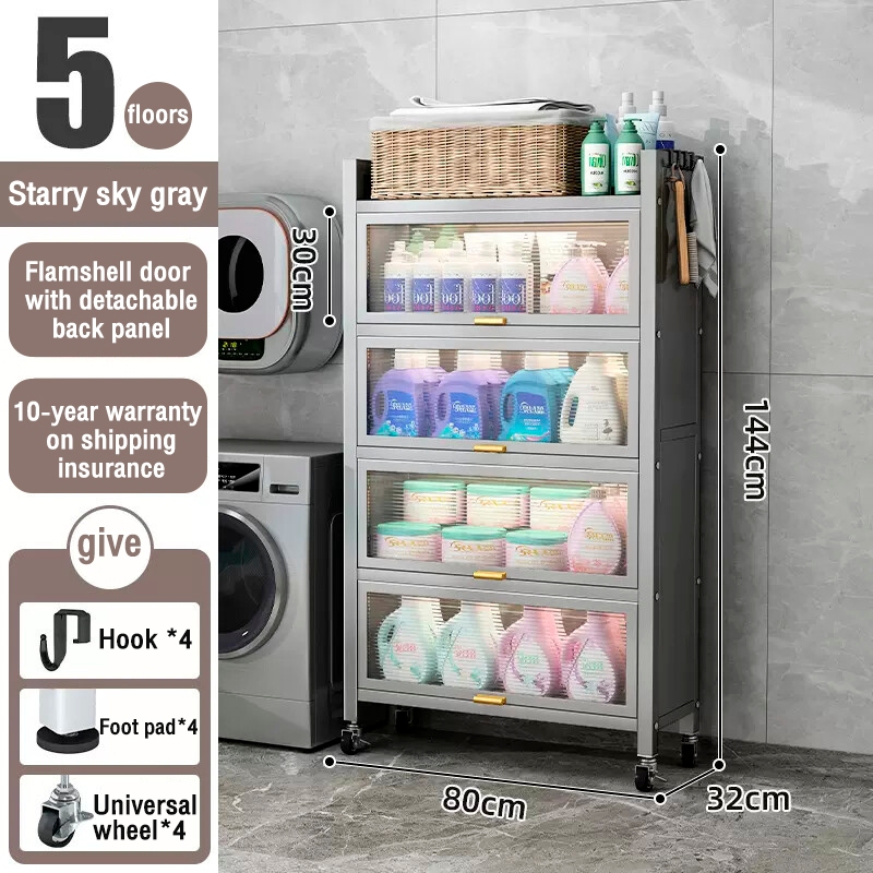 3/4/5 Tier Kitchen Rack Cabinet Food Storage Cabinet kitchen Rack Dish ...