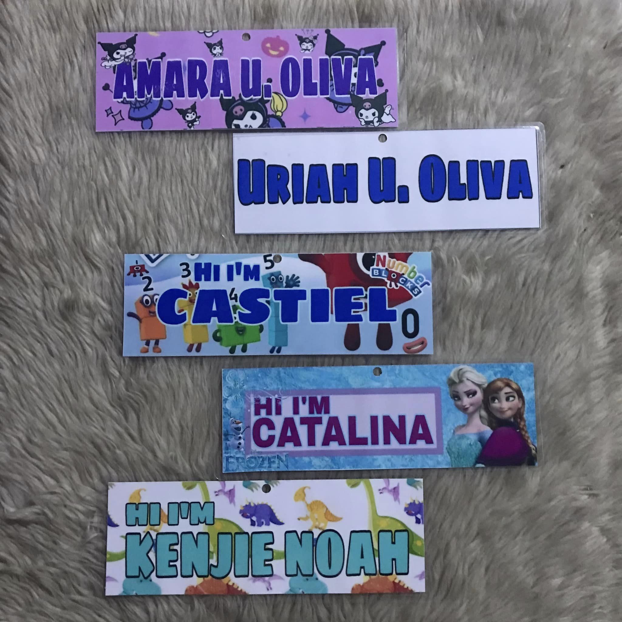 Customized Laminated Name Tag / Name Plate for Kids (BACK TO BACK PRINT ...