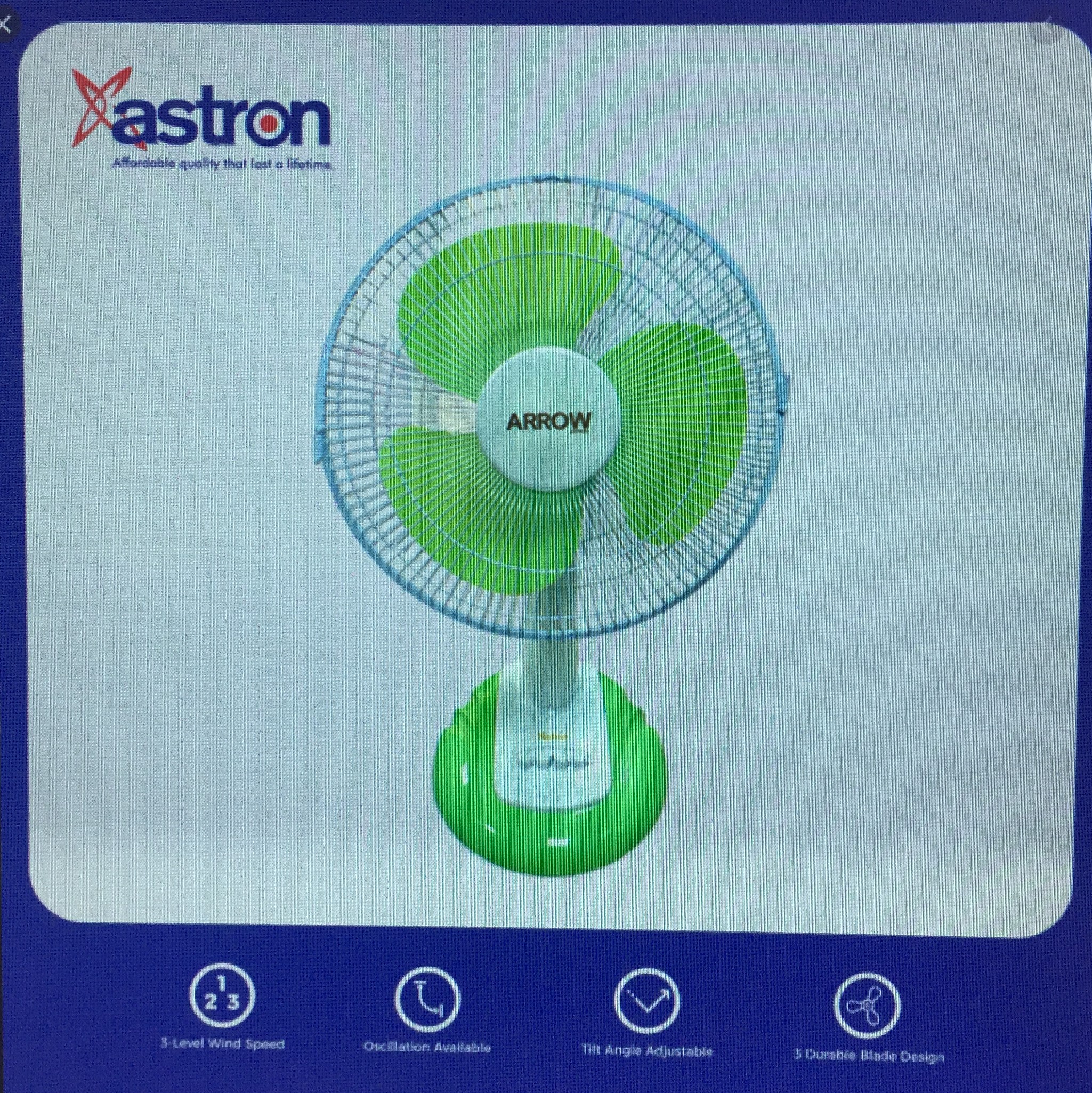 Astron Desk fan (ARROW) | Lazada PH