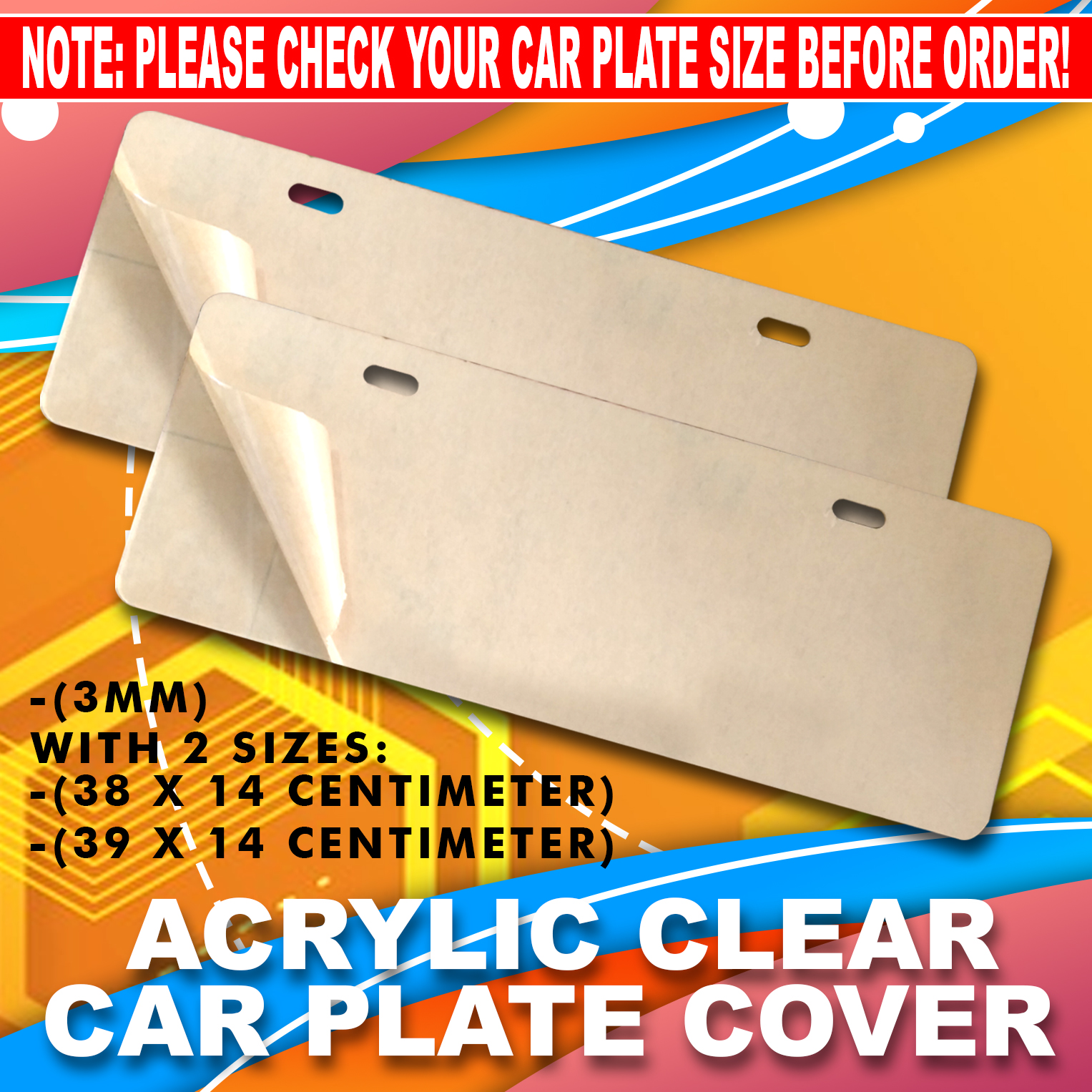 Acrylic Clear Car Plate Cover 3mm - 200 per Set (2pcs) Sizes: OLD PLATE ...