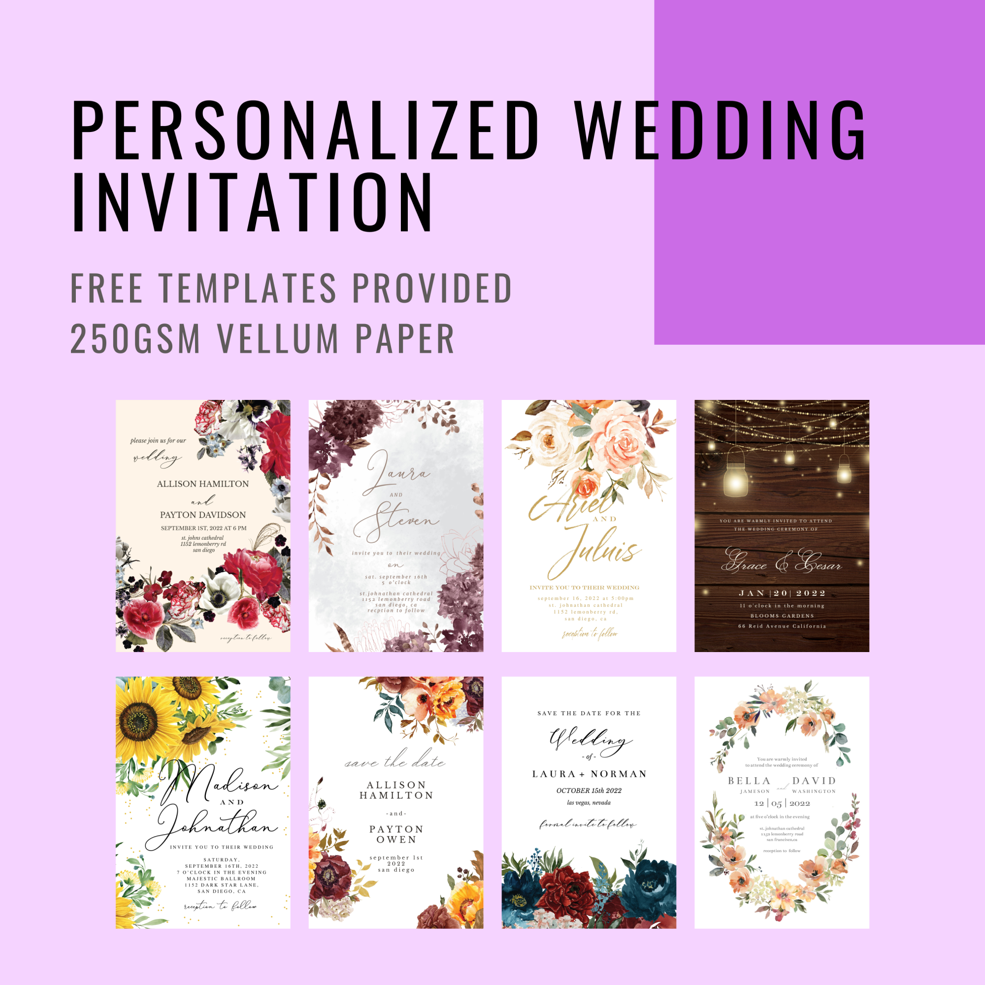 Personalized Wedding Invitation Cards, Invitation Card, 250GSM ...
