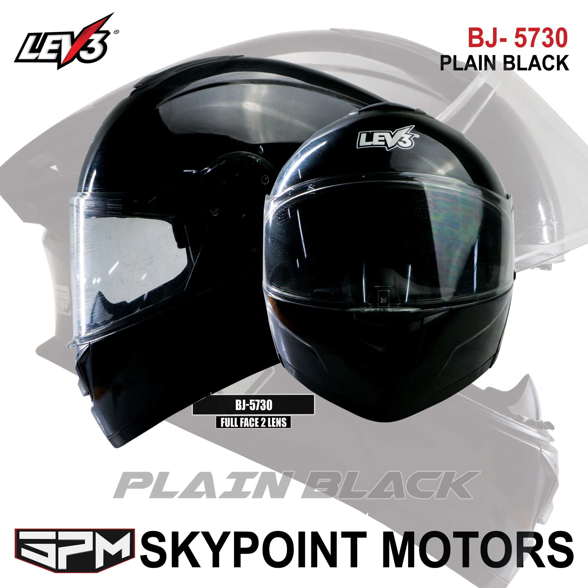LEV 3 HELMET MODULAR 2 LENS PLAIN BLACK BJ-5730 YHC (9211-459) | Lazada PH
