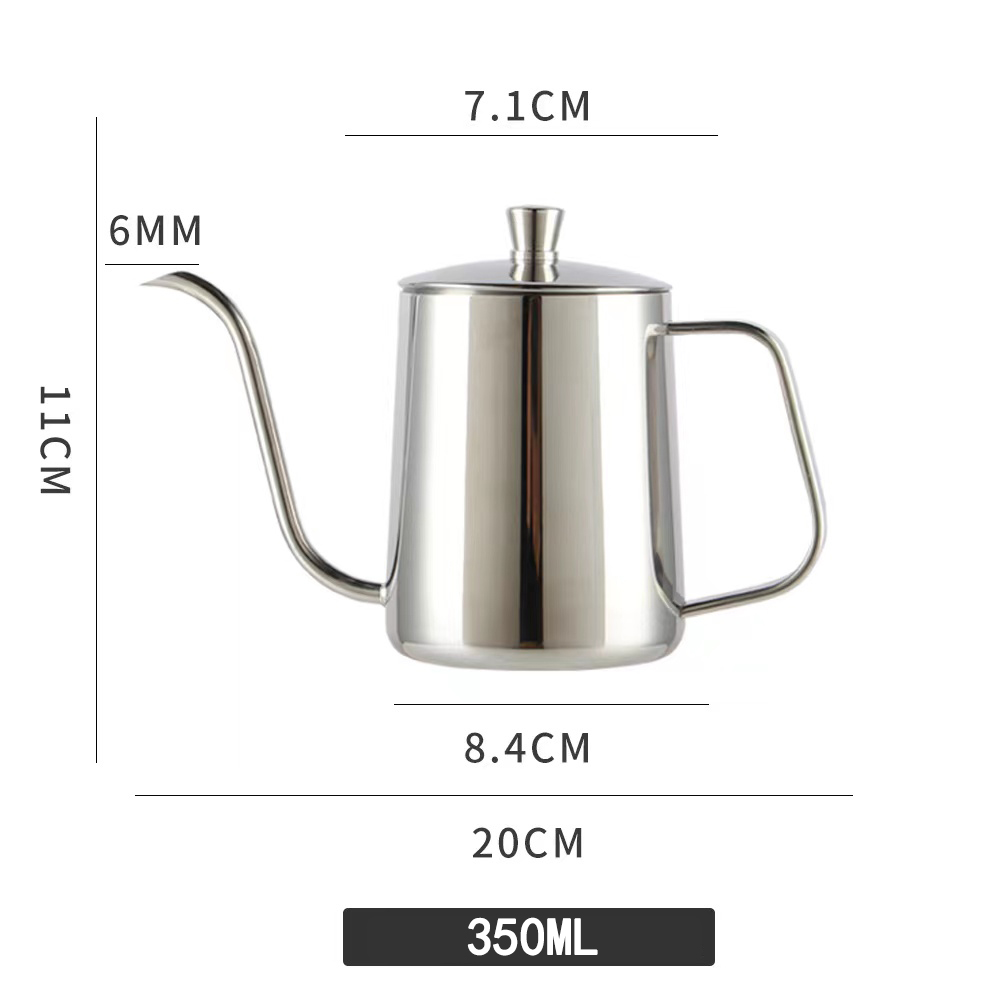 Stainless Gooseneck Spout Tea Kettle / Drip Coffee Pot 350ml and 600ml -Silver Perfect for Cafe ...