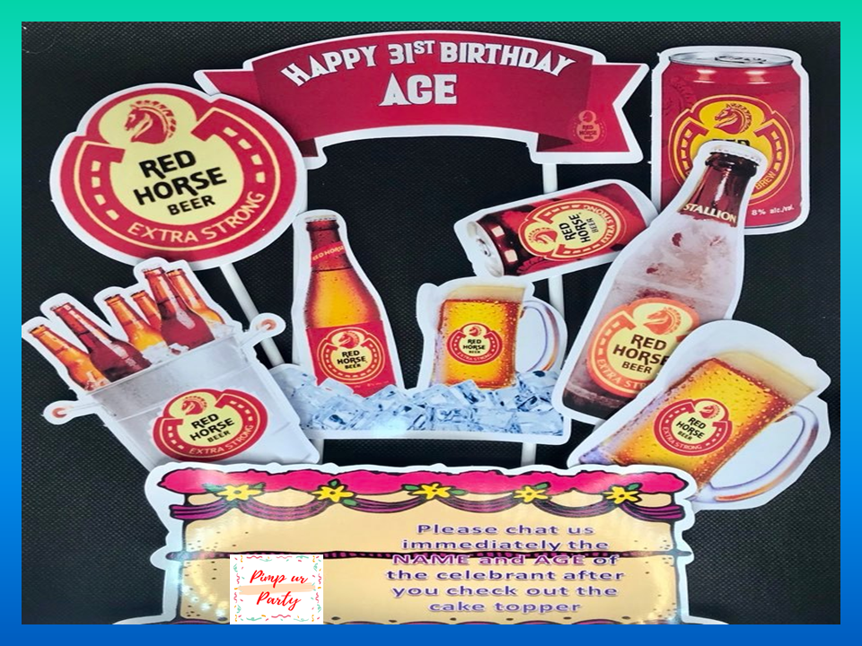 Red Horse Cake topper with personalized name and age of celebrant ...