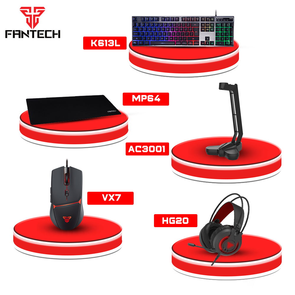 Fantech 5in1 Bundle K613L RGB Backlit Full Keys Gaming Keyboard ...