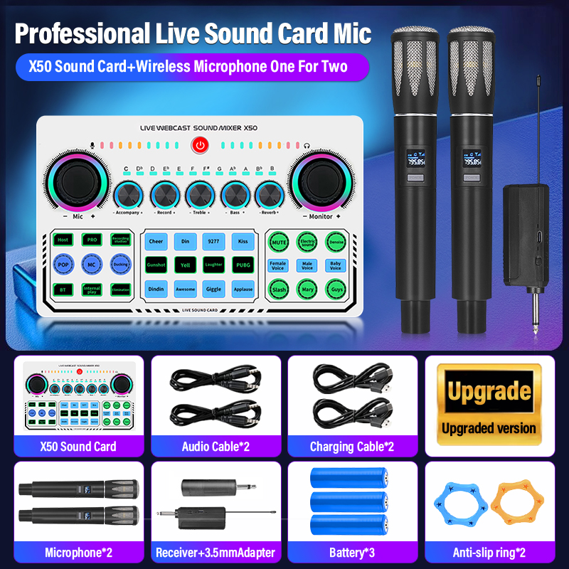 X50 Sound Card With 6 Modes RGB Bluetooth External DJ Mixer SoundCard ...