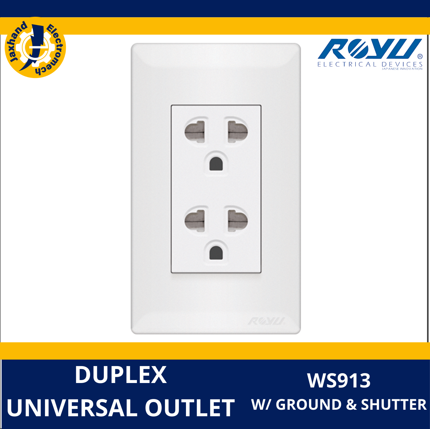 ROYU Duplex Universal Outlet with Ground & Shutter 15A~250V / SALE ROYU ...