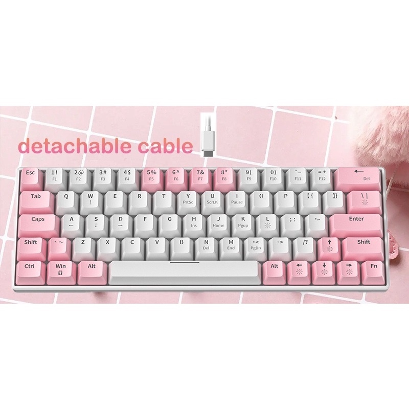 RGB Real Mechanical Keyboard 64 Keys Backlit Red Blue Cherry Switch ...