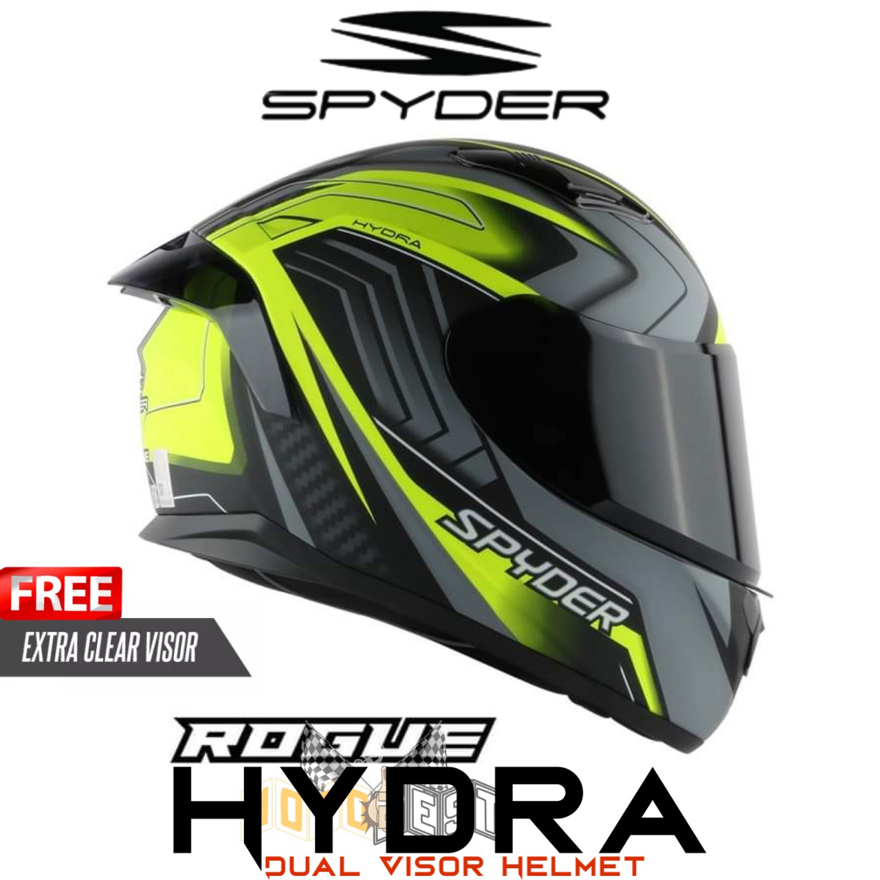 SPYDER Rogue Hydra Fullface Dual Visor Helmet Series 7 w/ Free Extra ...