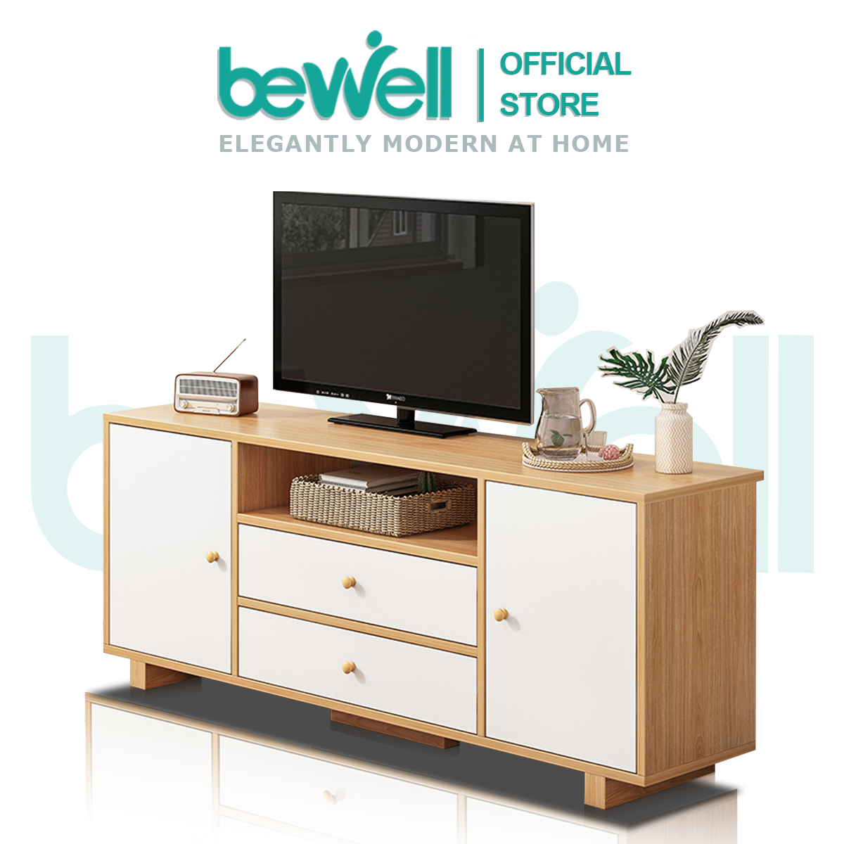 Bewell Modern Simple High Quality TV Cabinet Furniture Living Room TV Stand (Accessories ...