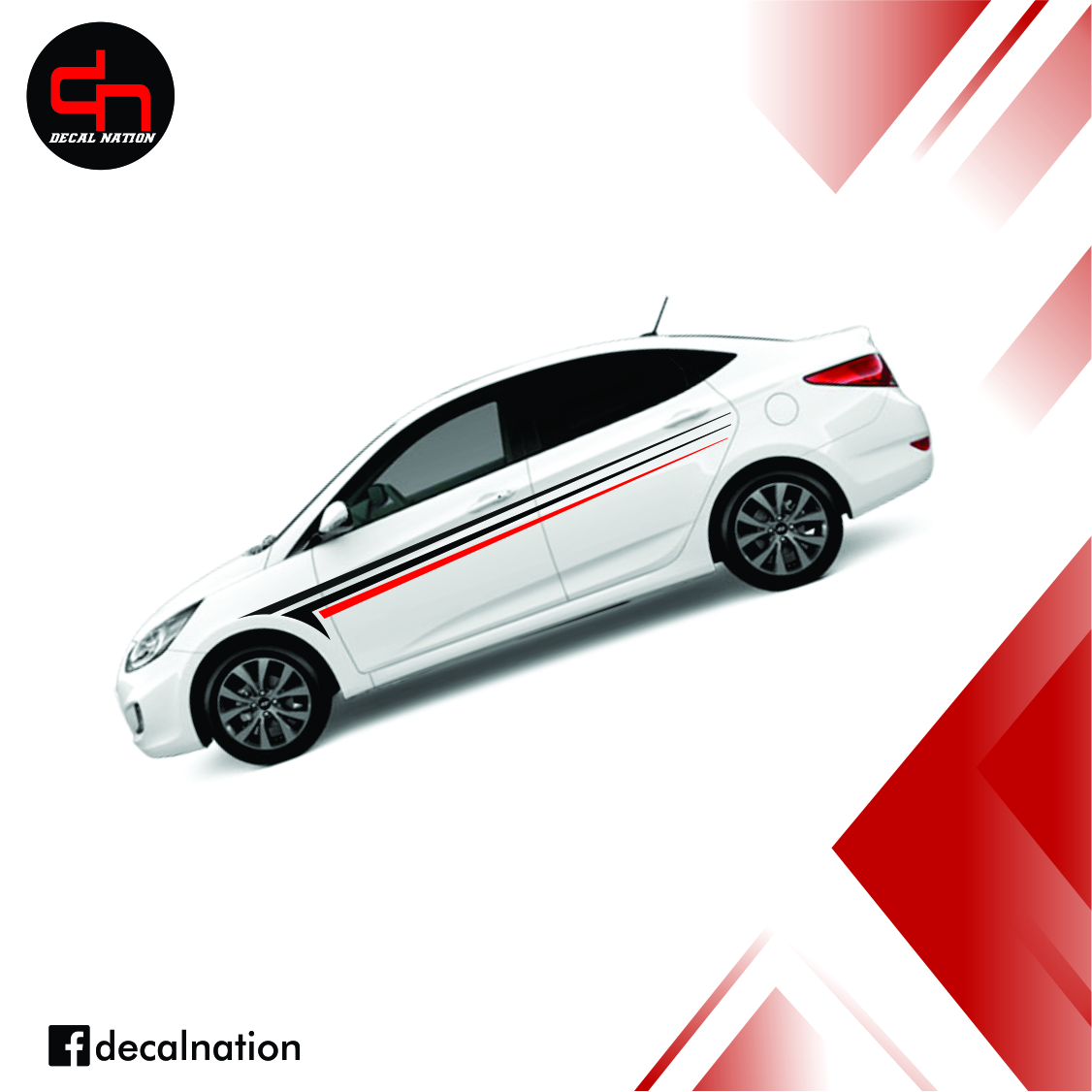 Hyundai Accent Linear Decals Cut Out Vinyl Sticker (Red and Black color ...