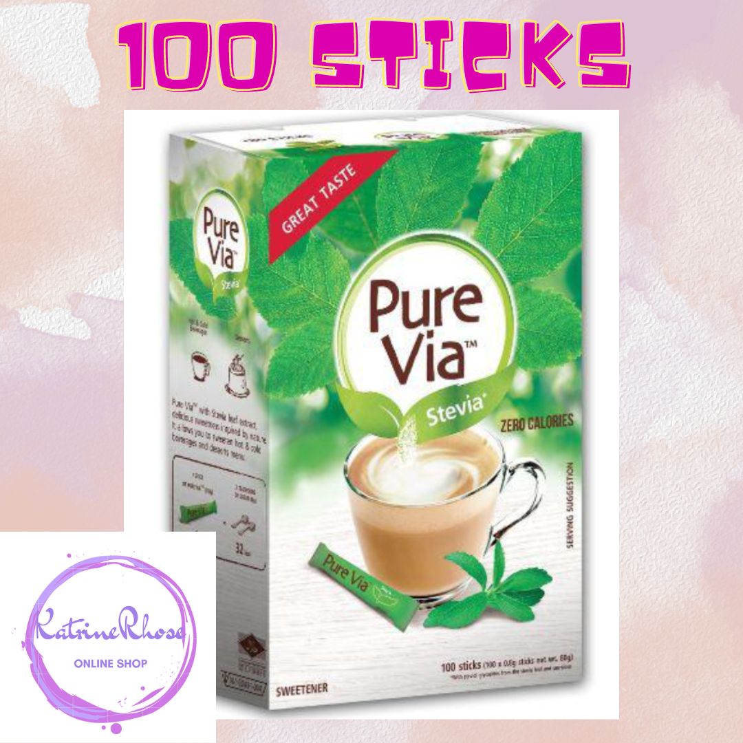 (EQUAL) Pure Via Stevia 100 sticks, 1 box only, Zero Calorie Sugar Free ...