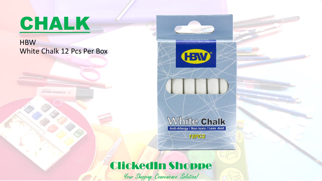 HBW Chalk White / Colored 12 Pcs Per Box School Supplies Stationery ...