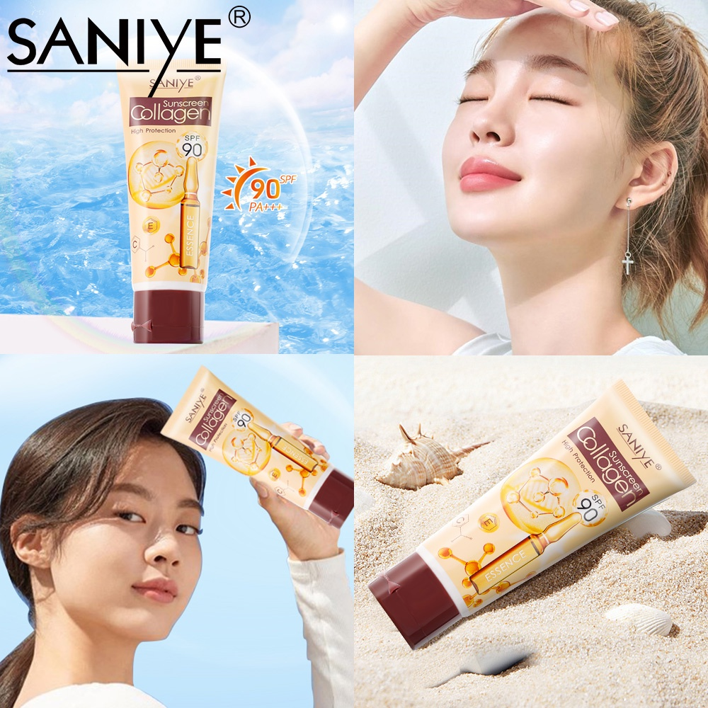 ORIGINAL & Very Effective SANIYE Sunscreen Collagen SPF90+ PA+++ Sunblock Face Cream Whitening ...