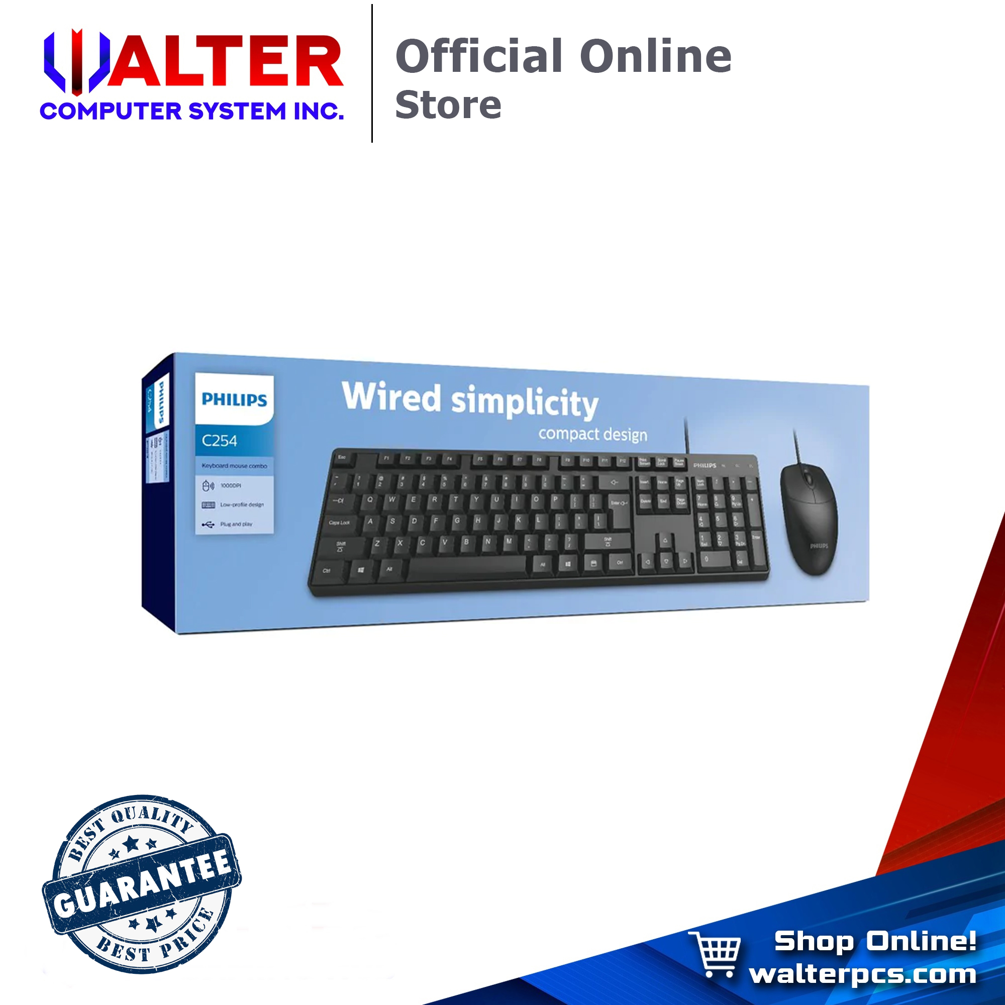 PHILIPS C254 USB KEYBOARD AND MOUSE COMOBO BLK | Lazada PH