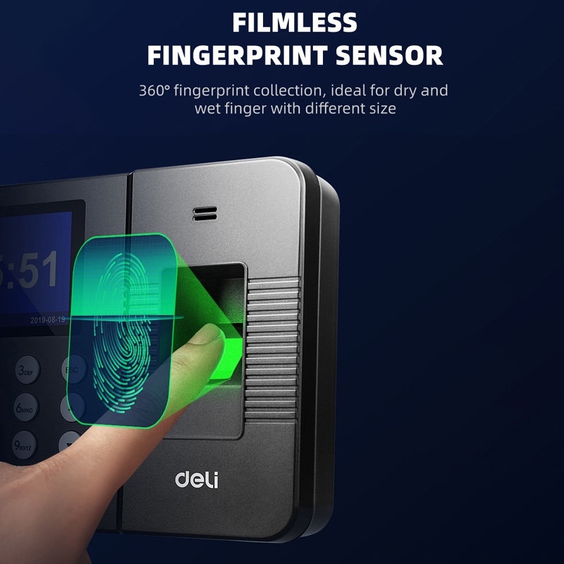 Deli Fingerprint Attendance Machine Recognition 2.4'TFT Screen ...