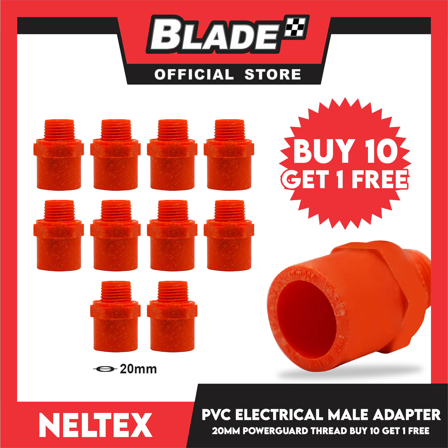 Buy 10 Get 1 Free! Neltex Powerguard PVC Electrical Fitting Pipe Male ...