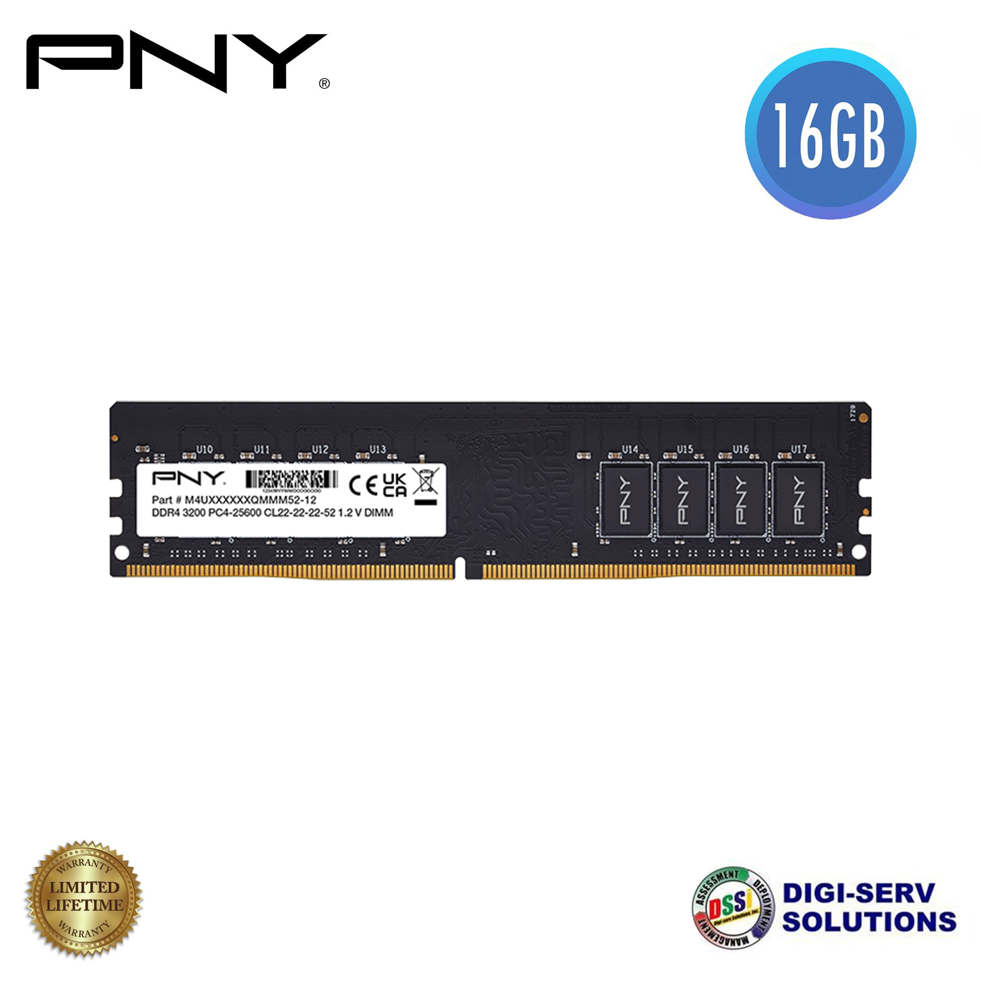 PNY Performance 16GB DDR4 3200MHz PC4-25600 Desktop Memory ...