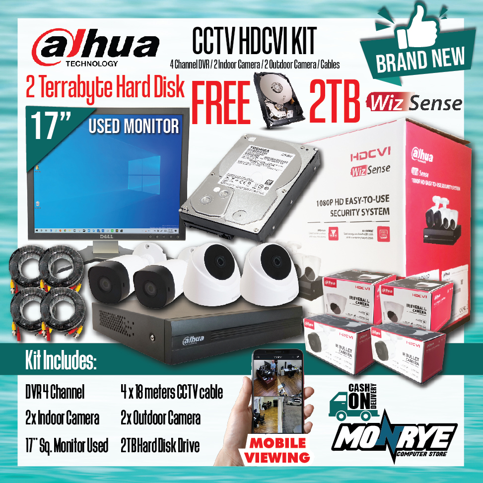 DAHUA PACKAGE CCTV HDCVI KIT Brand New / DVR 4 Channel WITH HDD / 2 x ...