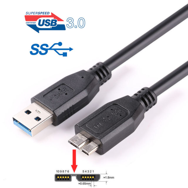 TKK 5Gbps Super High Speed USB 3.0 Male A to Micro B Cable For WD ...