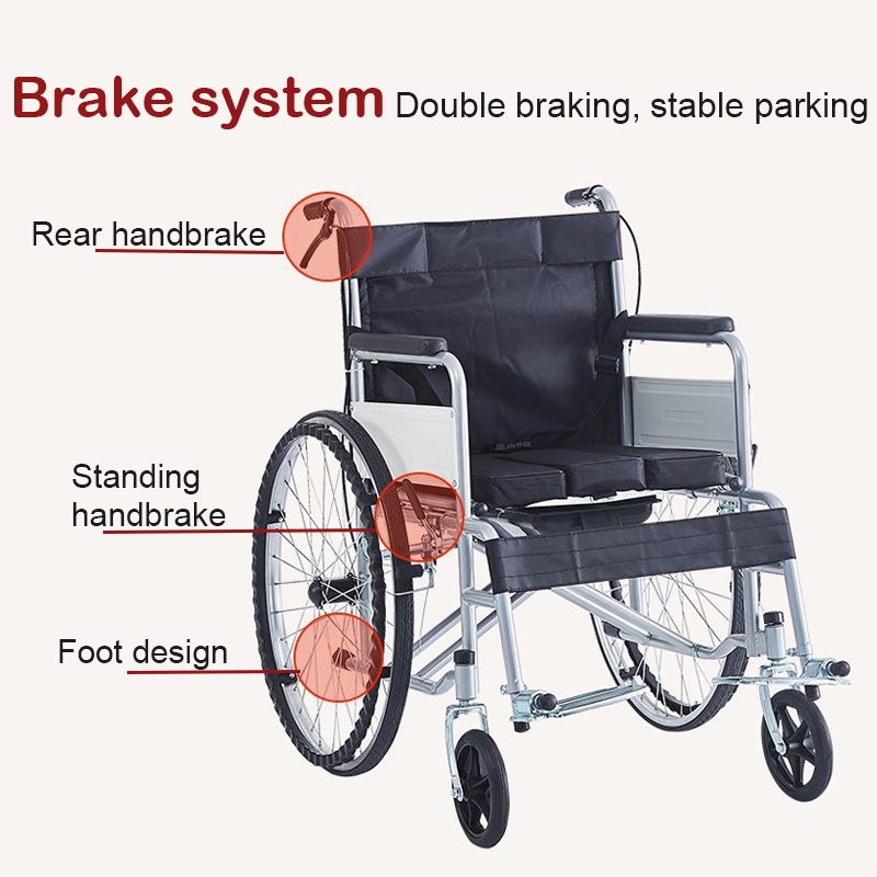 Elderly adult folding wheelchair standard portable heavy hand pushed ...