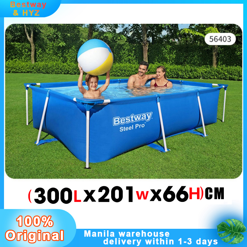Bestway Steel Pro Rectangular Folding Pool Swimming Pool Adult Swimming ...