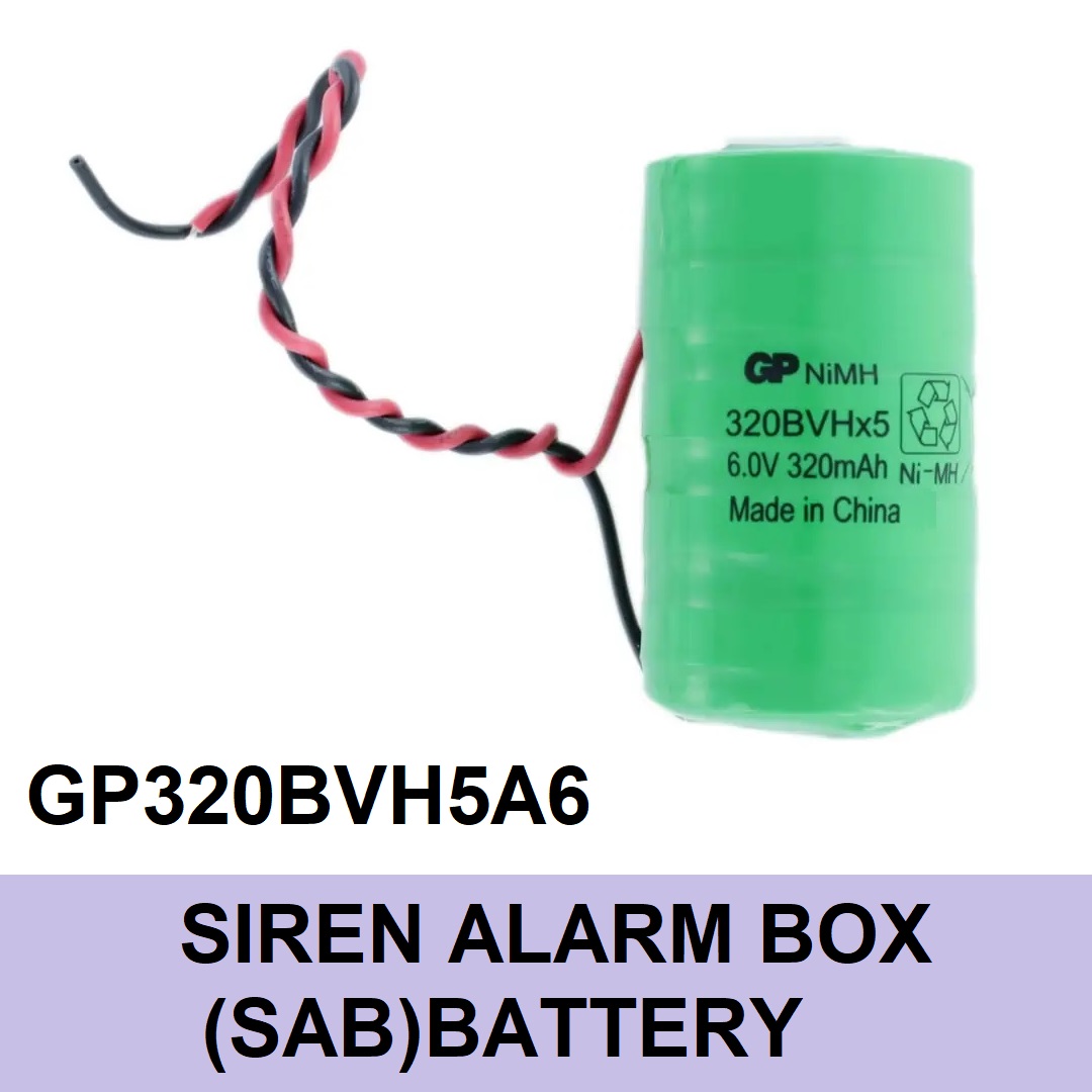 GP320BVH5A6 Siren Alarm Box (SAB) Battery GP Batteries 6.0V 320mAh NiMH ...