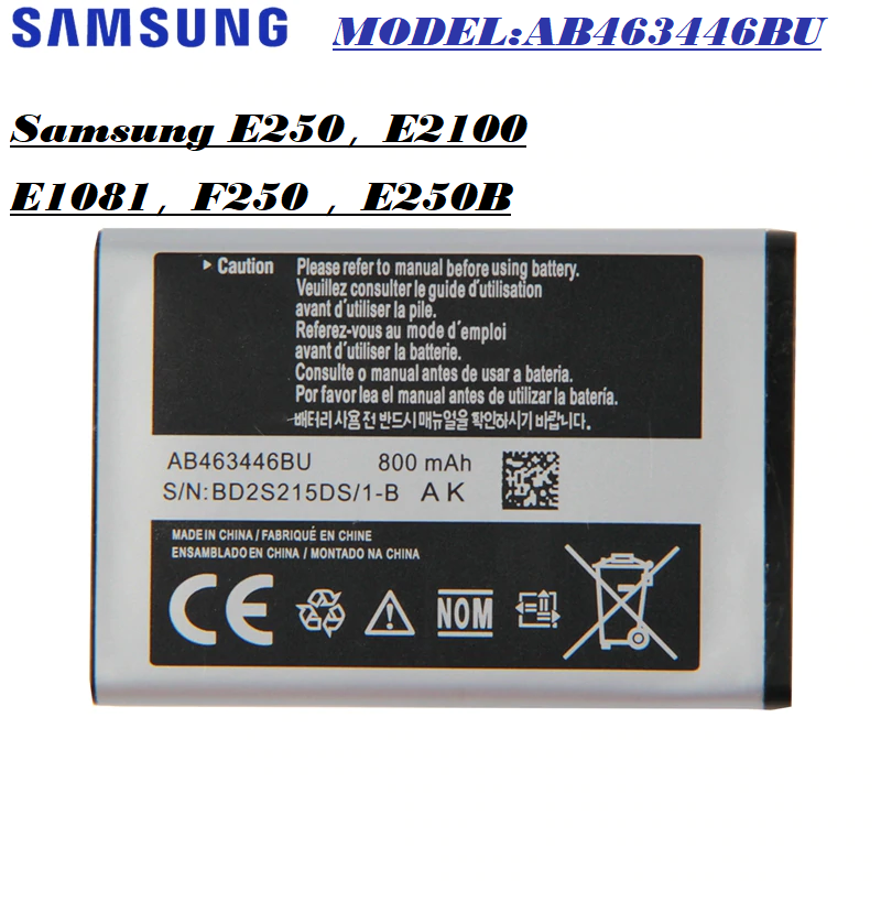 Samsung Replacement Battery For C3300K X208 F299 E2330C E329i B189 C408 E1190 SCH(100% ORIGINAL ...