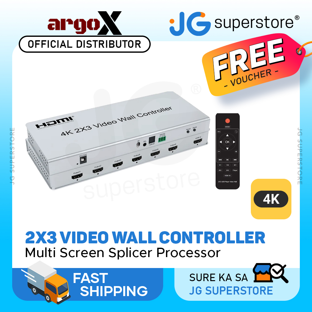 ArgoX 4K HDMI 2x3 / 3x3 TV Video Wall Controller Multi Screen Processor with IR Remote Control ...