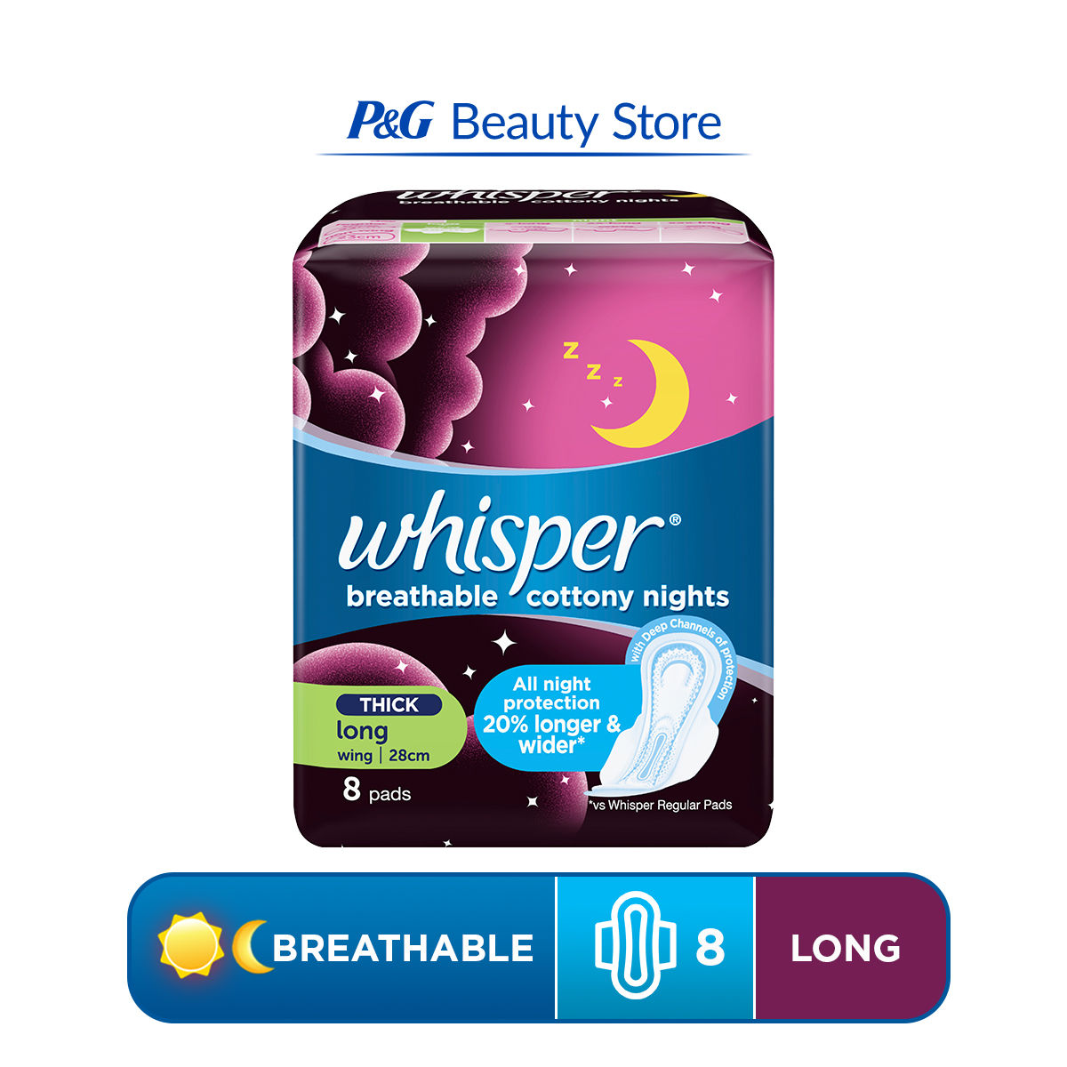 Whisper Cottony Soft Sanitary Napkin with Wings (8 pads) [Heavy Flow ...