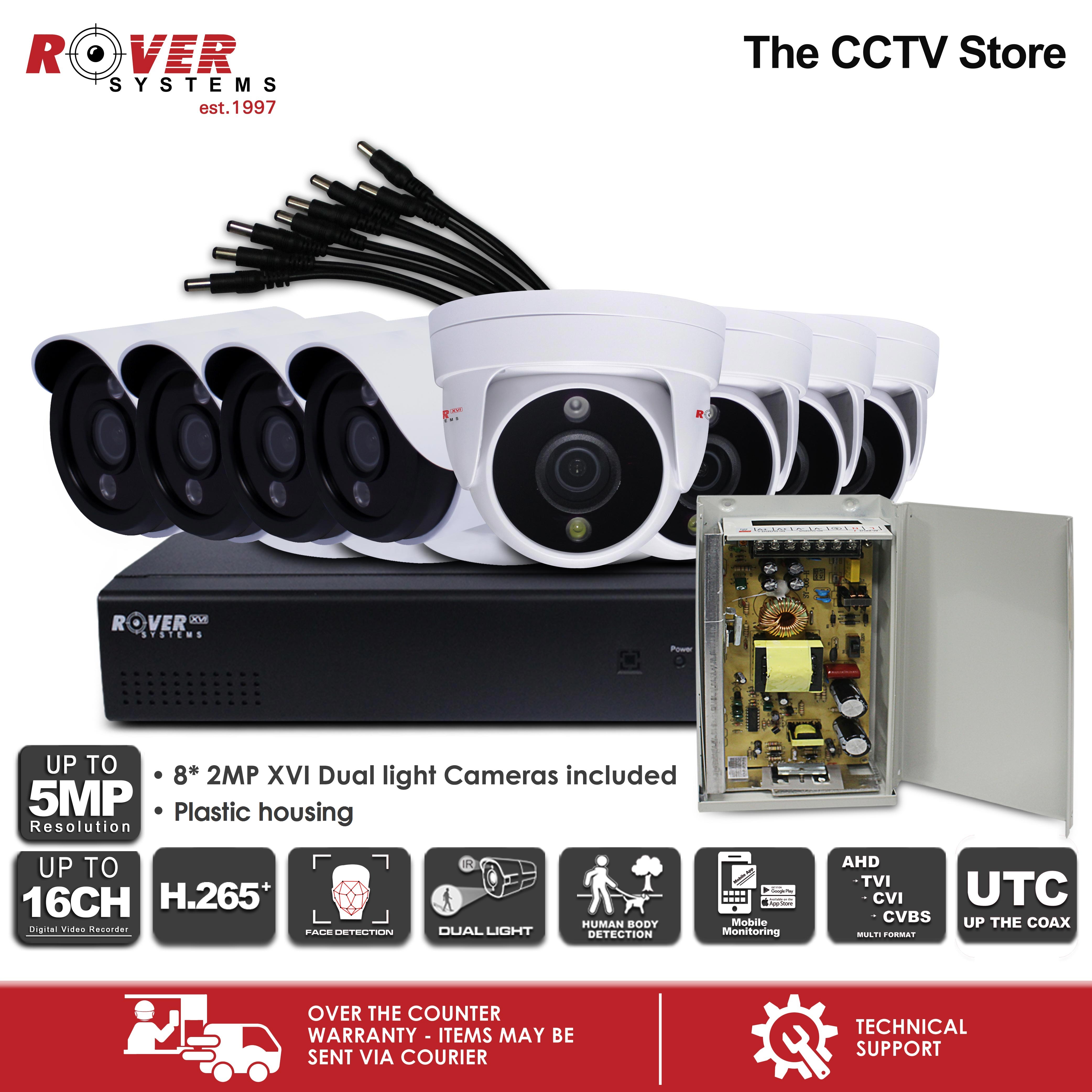 Rover 16Ch 6in1 DVR + 8 units 2MP XVI Dual Light Cameras (4-Indoor Dome ...