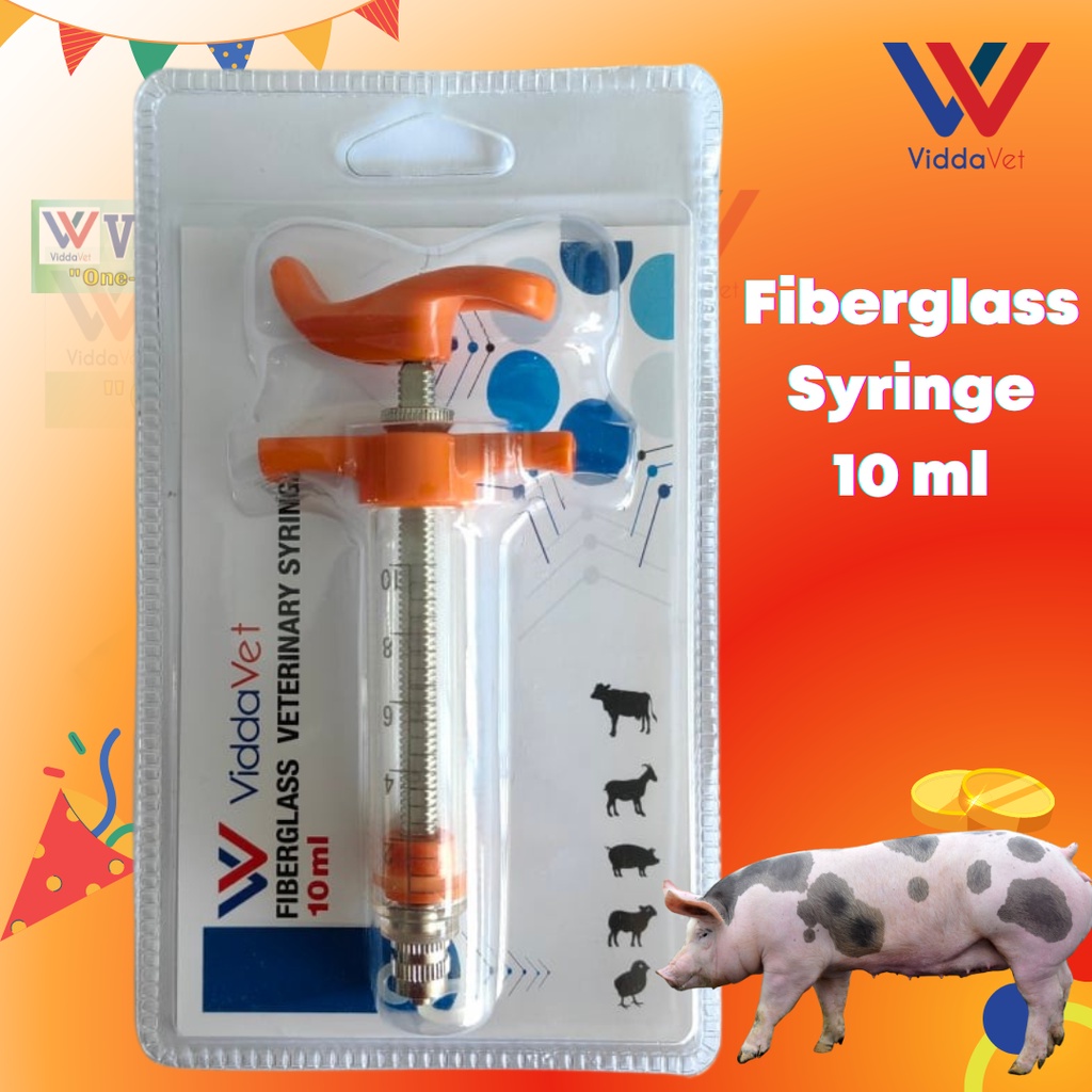 Viddavet 10 mL Orange Fiberglass syringe 10 ml syringe for pig syringe ...