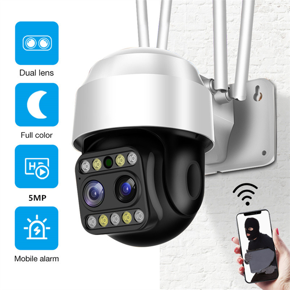 Hamrol UHD 5MP Smart PTZ WiFi IP Camera Color Night Vision Audio ...