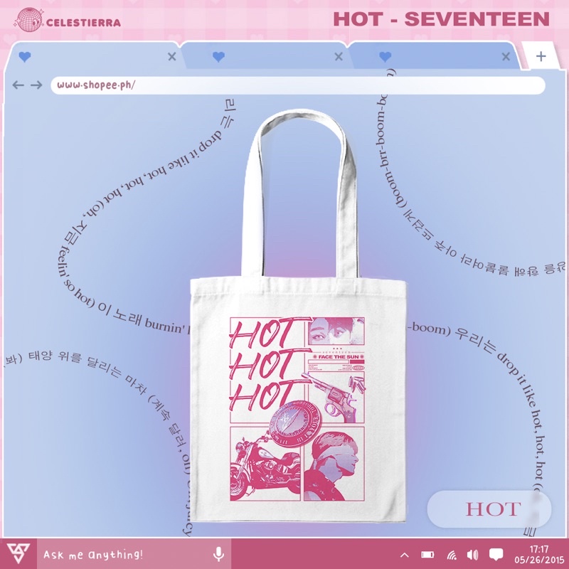 SEVENTEEN SVT tote bags w/ zipper (GAM3 BO1, SAME3x, CRUSH, FACE THE ...