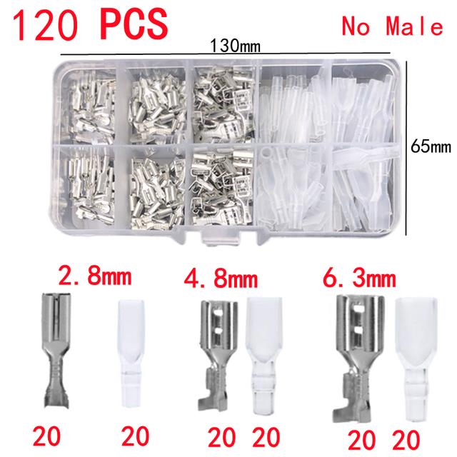 【CC】 120pcs Box-PackedGold/Silver Crimp TerminalFemale 2.8/4.8/6.3mm ...