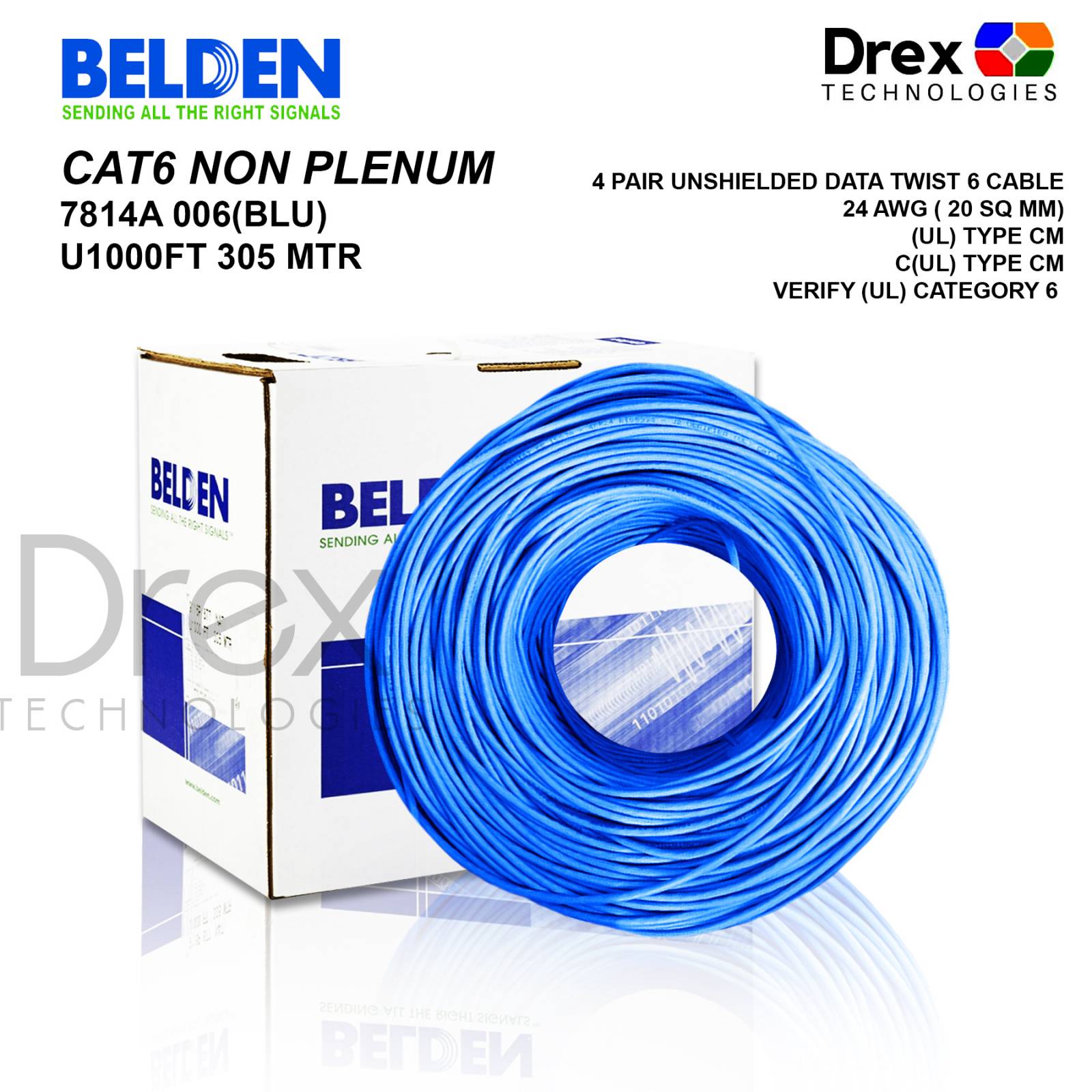 305M BELDEN Cat6 UTP Cable 305M 1000FT Blue 7814A 006 BLU Lazada PH 305M BELDEN Cat6 UTP Cable 305M 1000FT Blue 7814A 006 BLU Lazada PH
