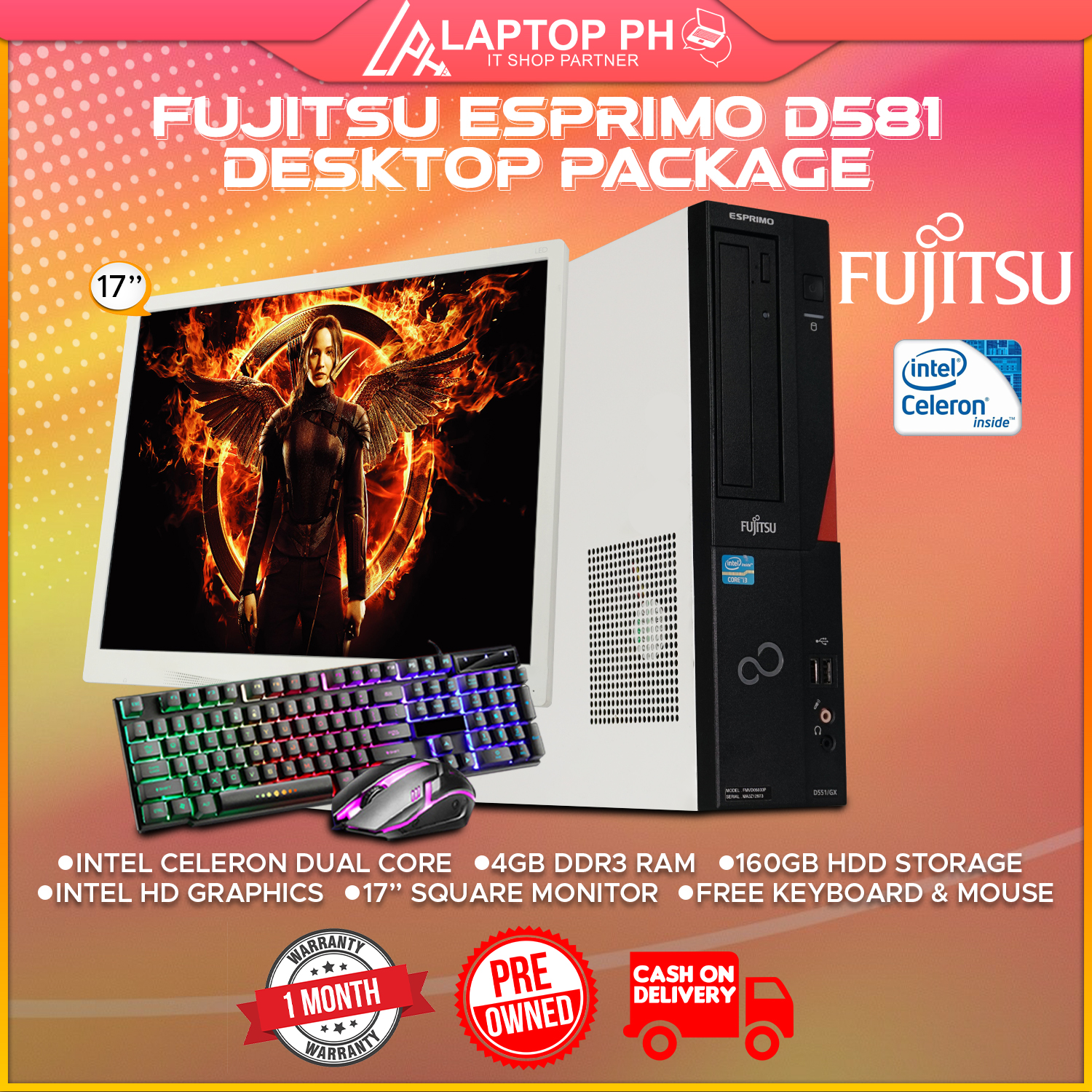 Fujitsu Esprimo Computer PC Set | Intel Celeron Dual Core 2nd Gen , 4GB ...