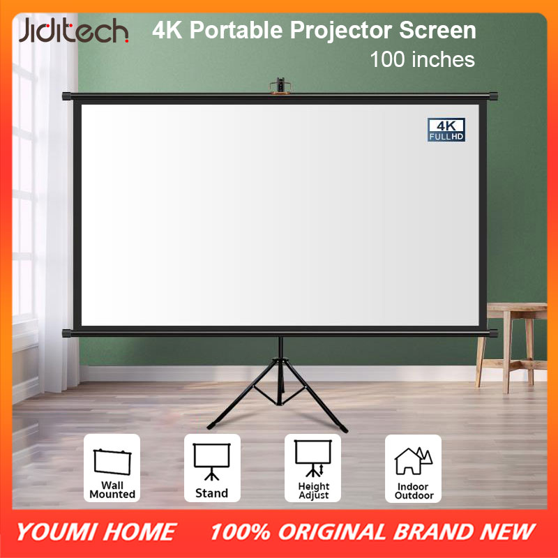 Jiditech Projector Screen 100 Inch HD 4K Vivid Color Better Viewing ...